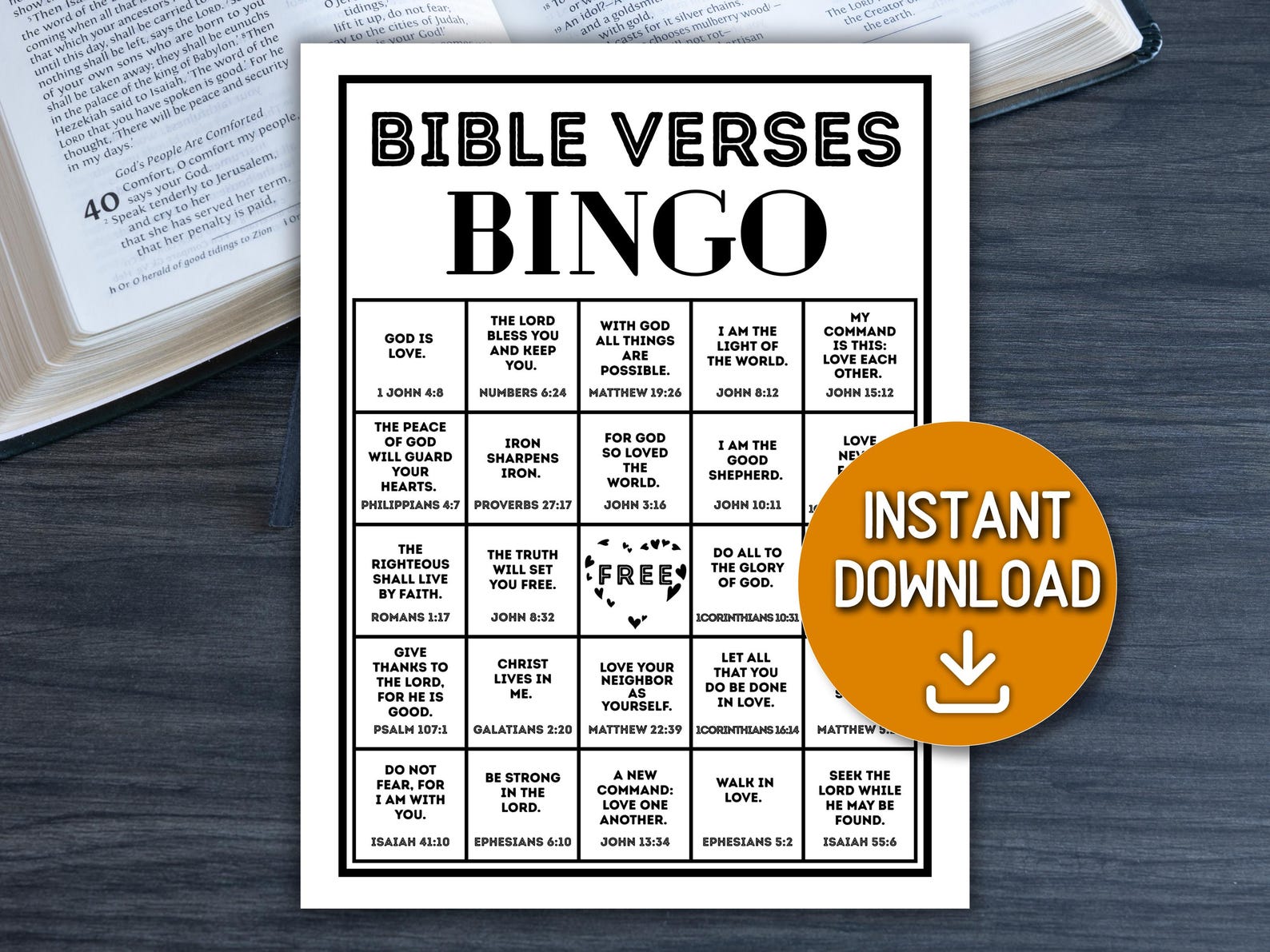 Bible Verse Game Bingo Printable, Christ Centered Games Biblical ...