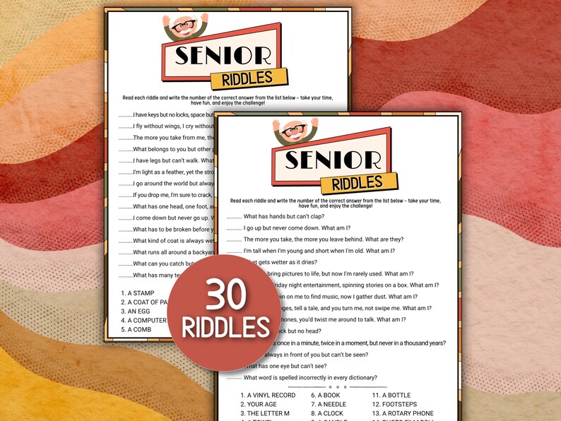 Games for Seniors Riddles Citizens Elderly Game Icebreaker Birthday ...