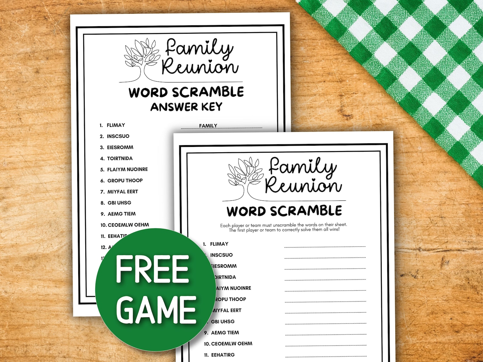 Family Reunion Guess That Relative Printable Games for Family Reunion ...