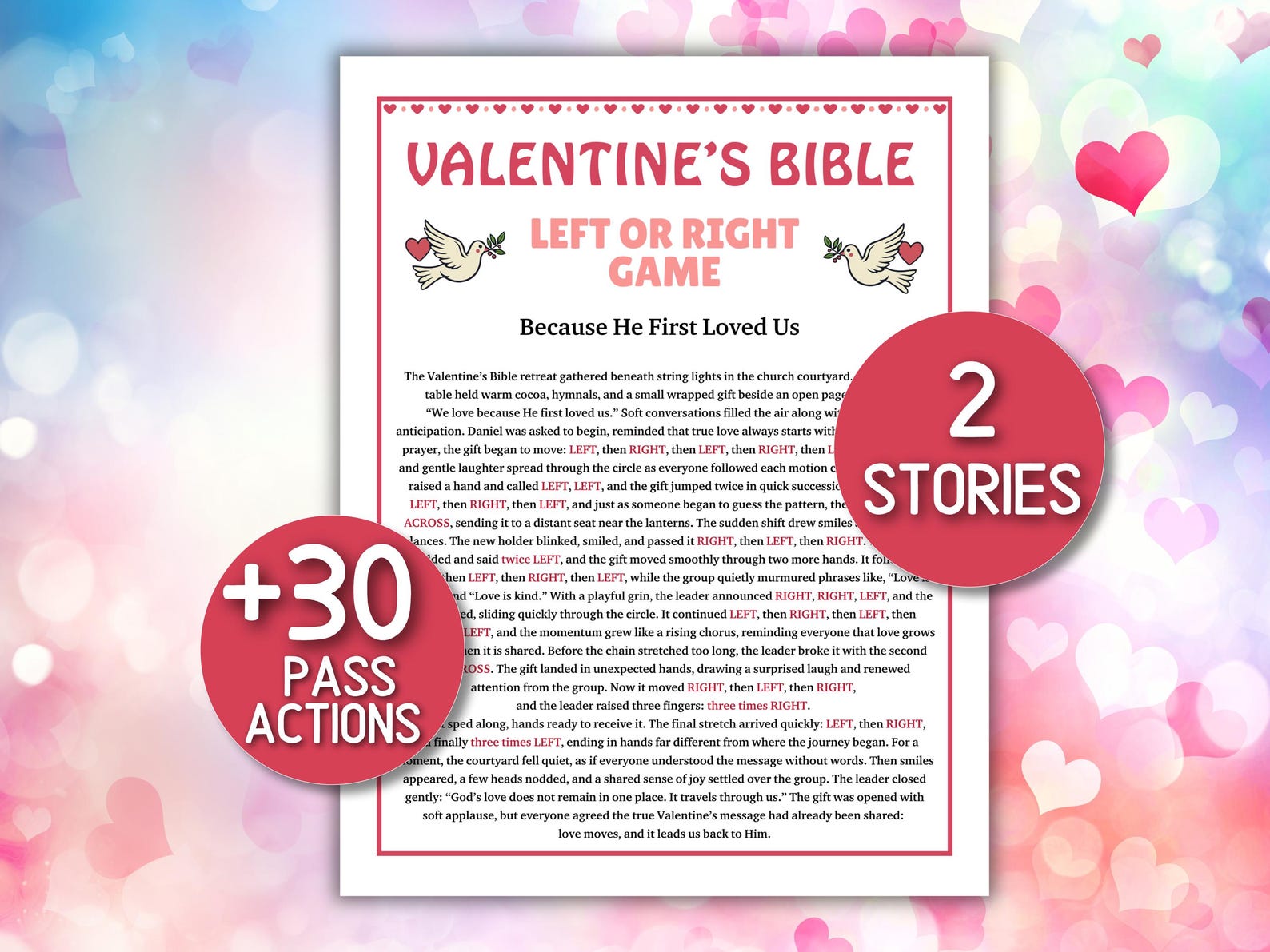 Left Right Game Valentine Christian Games for Church Seniors Valentines ...