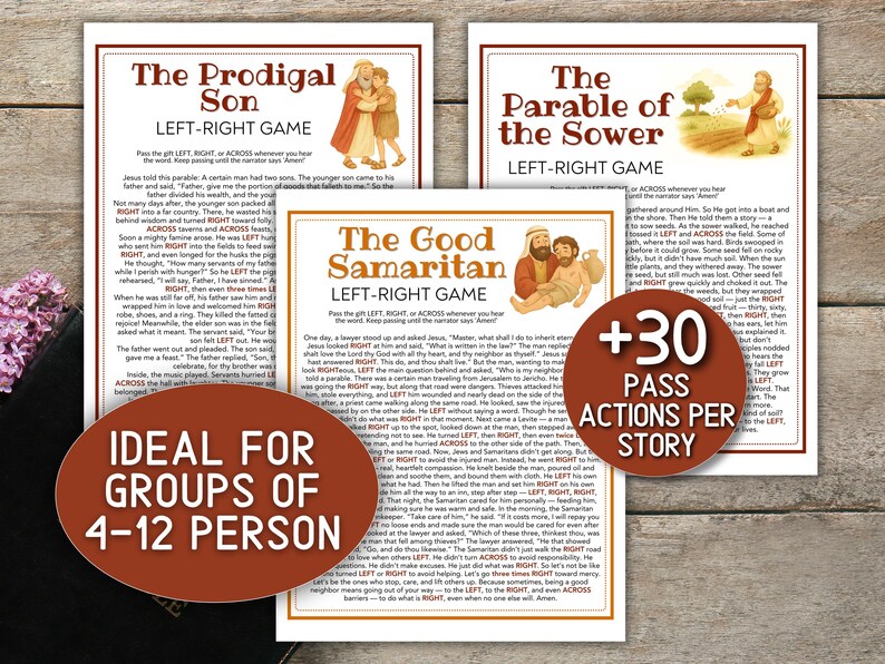 Left Right Bible Games Parable of the Sower, the Good Samaritan ...