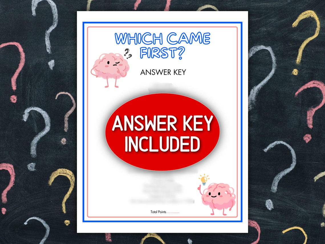 Which Came First Trivia Game, Printable Quiz Sheets Work Office Ice ...