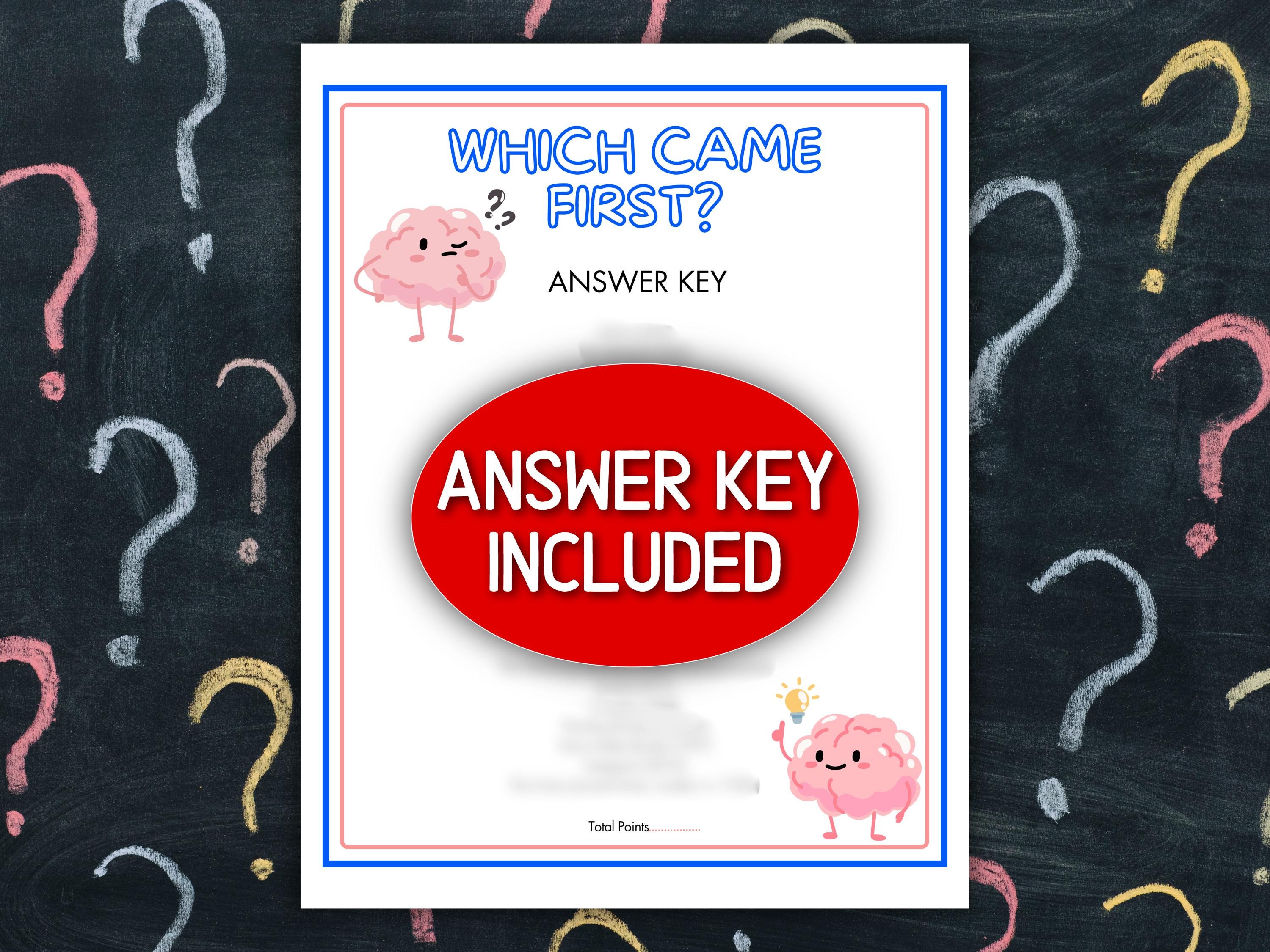 Which Came First Trivia Game, Printable Quiz Sheets Work Office Ice ...