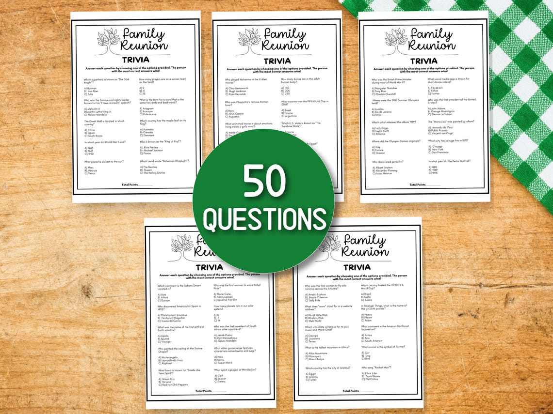 Family Reunion Trivia Questions Multiple Choice Easy Trivia Download ...