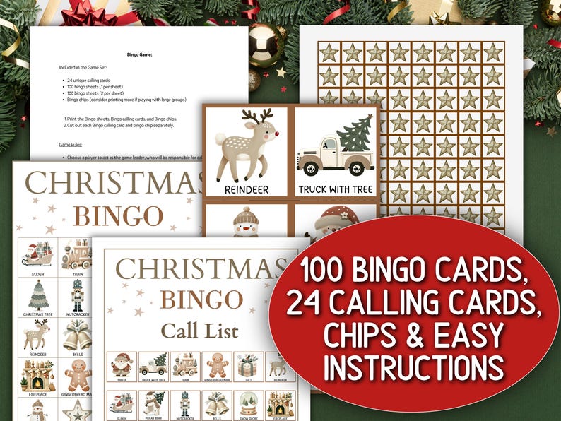 Christmas Bingo Printable Game 100 Cards, Holiday Party Friendsmas ...