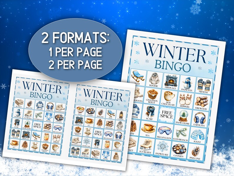 Winter Bingo Cards Printable, Holiday Winter Wonderland Party Snowman ...