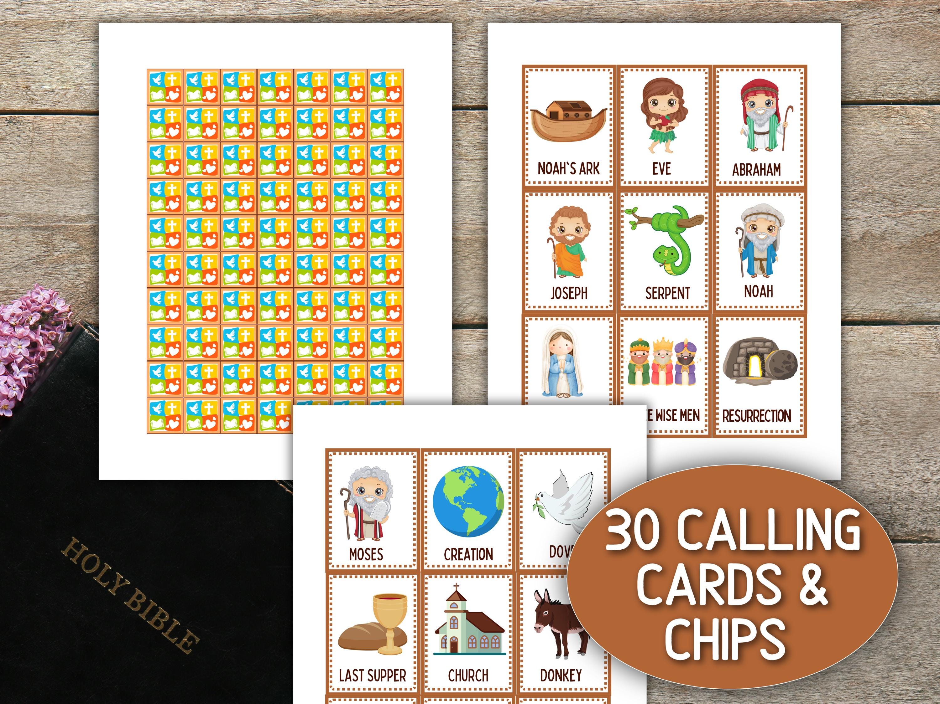 100 Bible Bingo Cards Printable, Bible Activity for Kids Sunday School ...