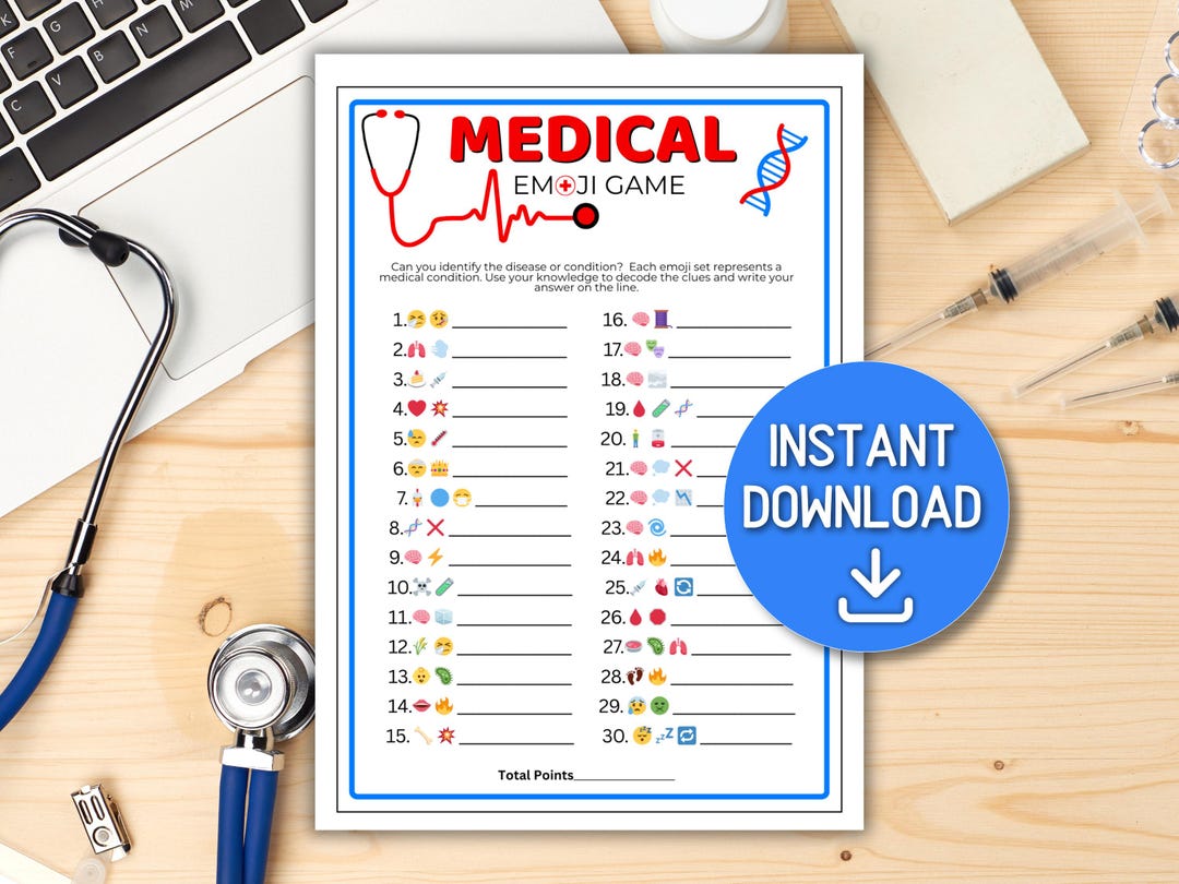 Medical Emoji Game Printable Healthcare Game Nursing Emoji Quiz Nurses ...
