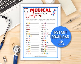 Medical Emoji Game Printable, Healthcare Nurses Week Hospital Party ...