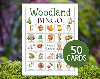 Woodland Baby Shower Bingo Prefilled Cards, Woodland Animals Theme ...