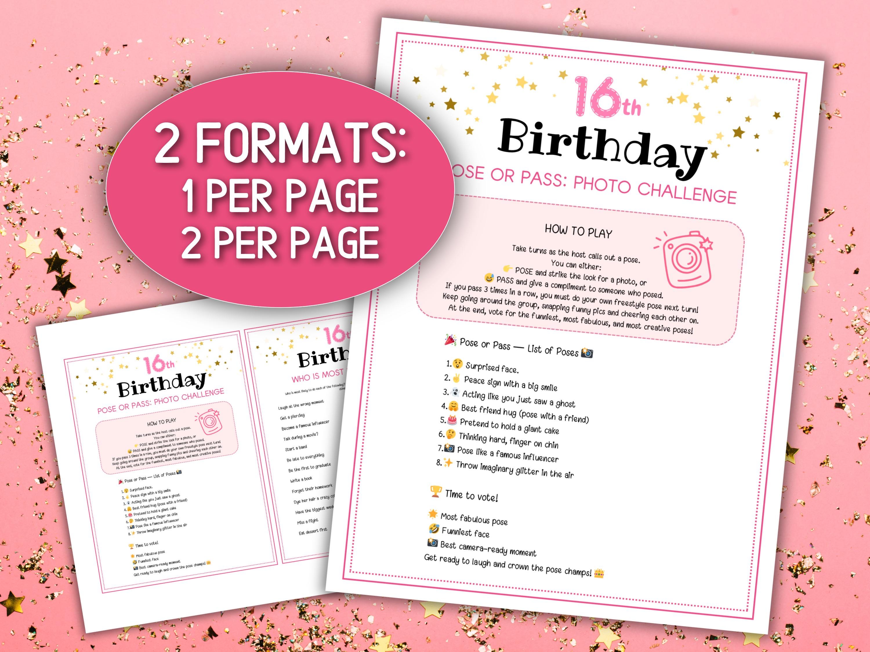 Sweet 16 Party Games Bundle, 16th Birthday Party 40 Game Printable Teen ...