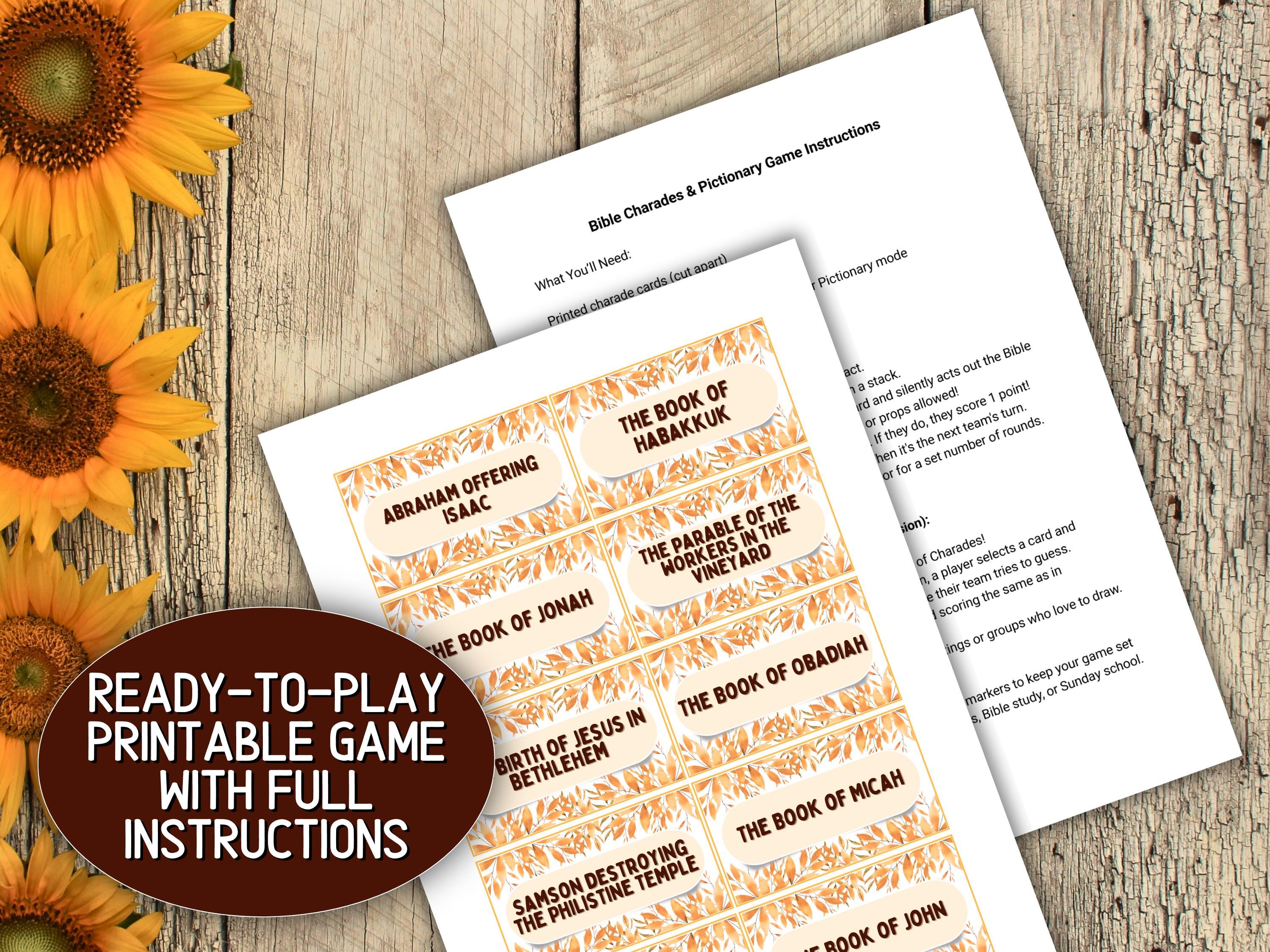 Bible Charades for Adults Church Games Charades Printable Bible Games ...