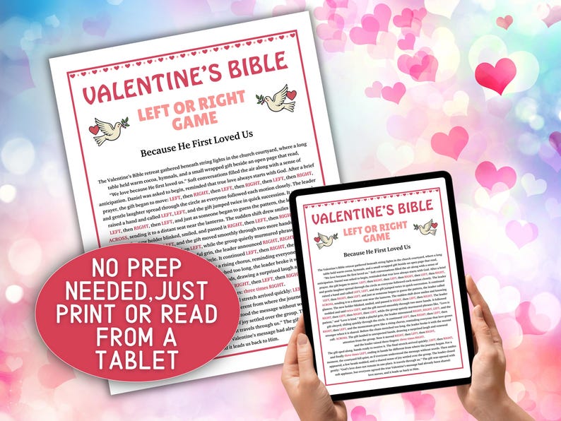 Left Right Game Valentine Christian Games for Church Seniors Valentines ...