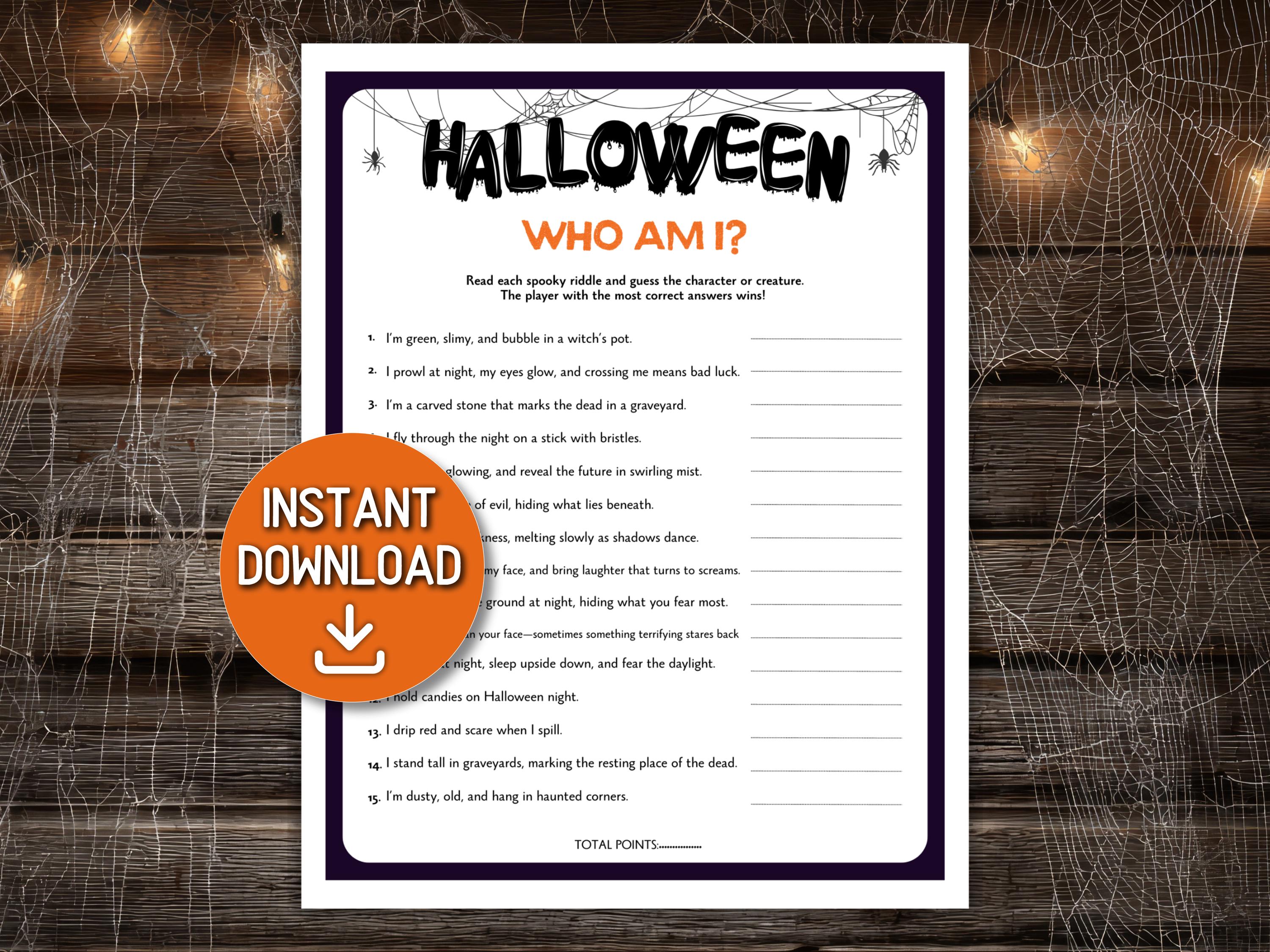 Who Am I Halloween, Riddles Game for Teens, Kids, Classroom, Family ...