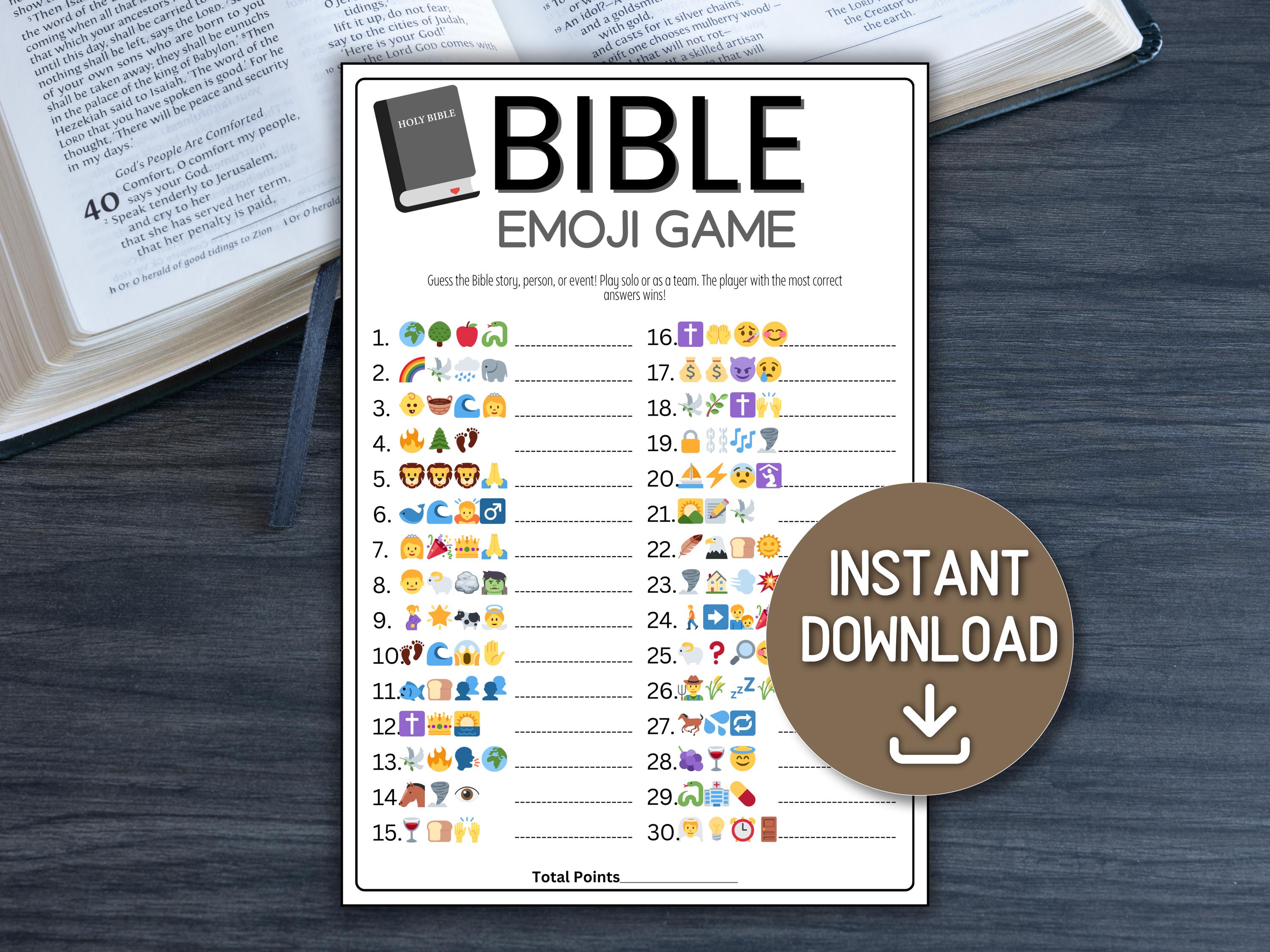 Bible Emoji Game Church Activity Bible Games for Kids Teens Adults ...