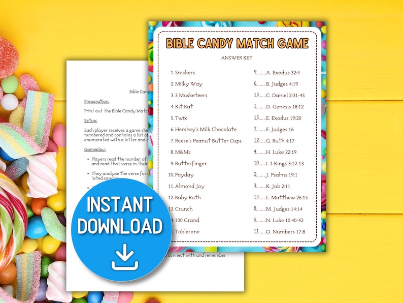 Bible Candy Match Game Printable, Bible Verse Candy Match Game With ...