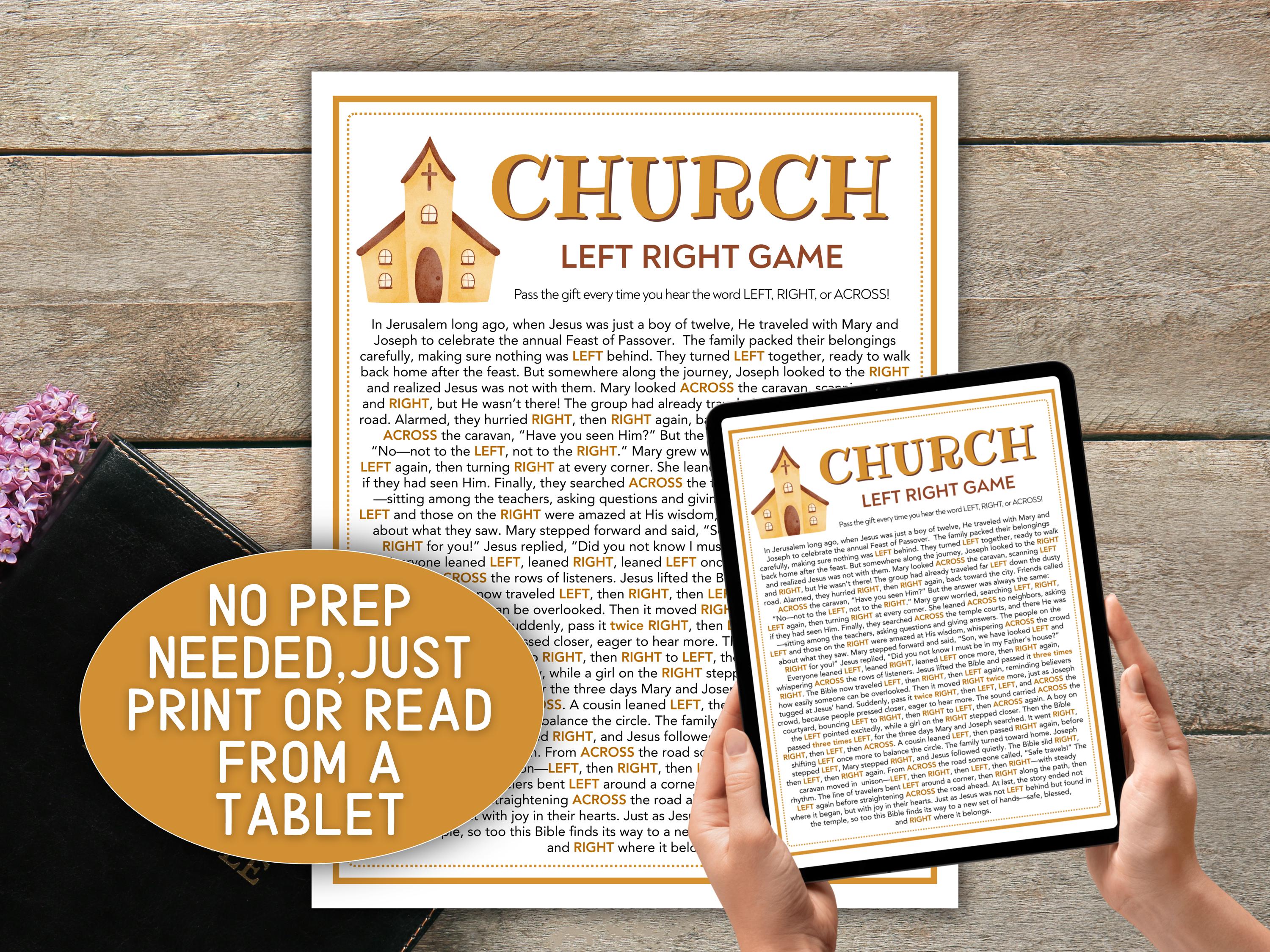 Left Right Church Party Games, Pass the Bible Left Right Game for ...