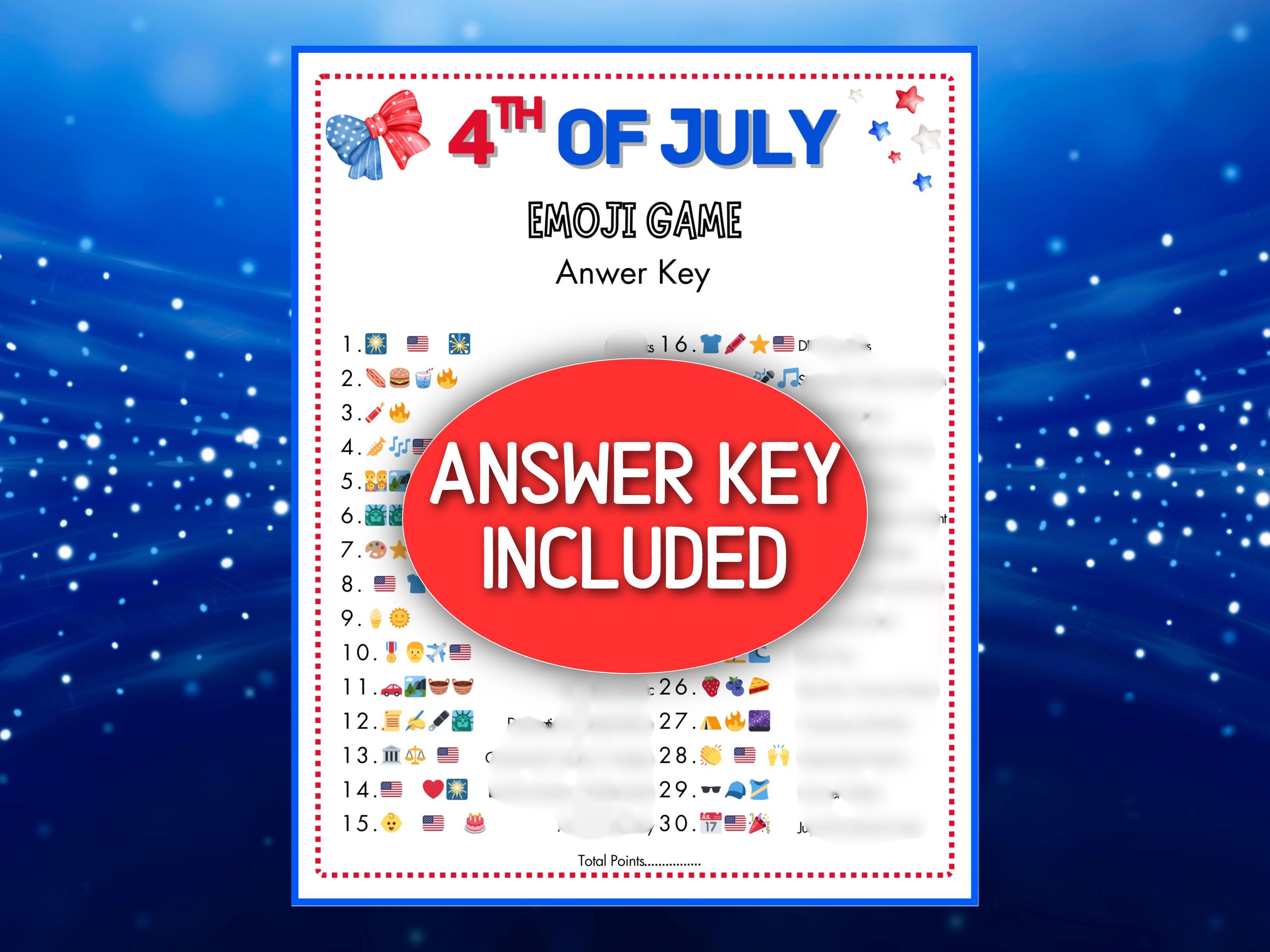 4th of July Emoji Game Printable, Instant Download Independence Day ...