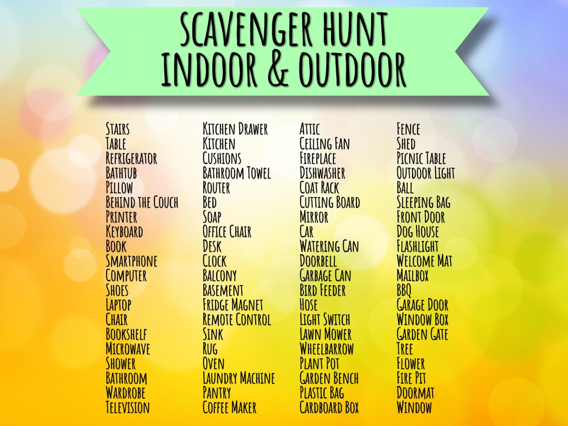 Teen Scavenger Hunt Indoor and Outdoor | Party Games | Treasure Hunt ...