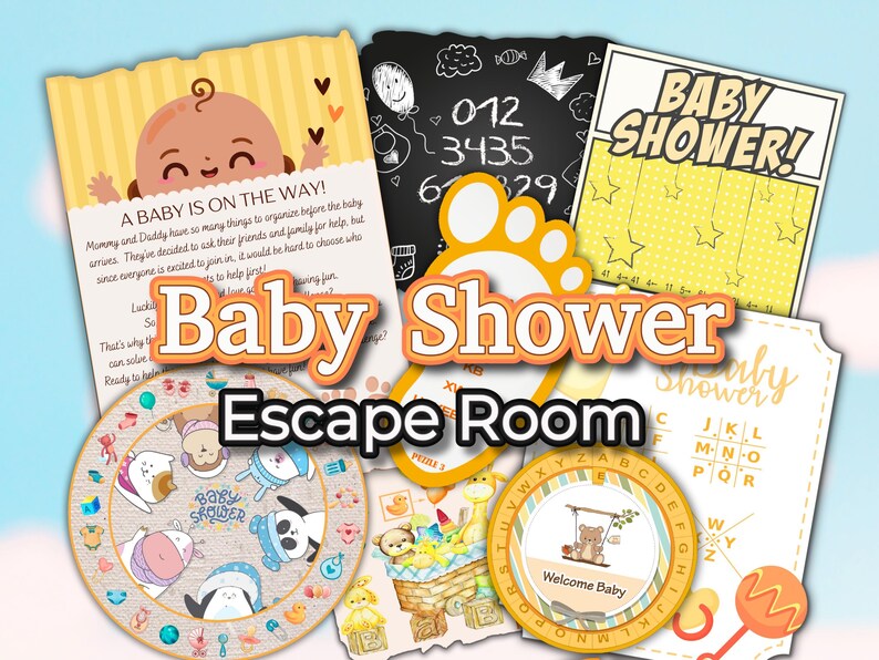 Baby Shower Escape Room Printable Mystery Baby Shower Escape Game ...