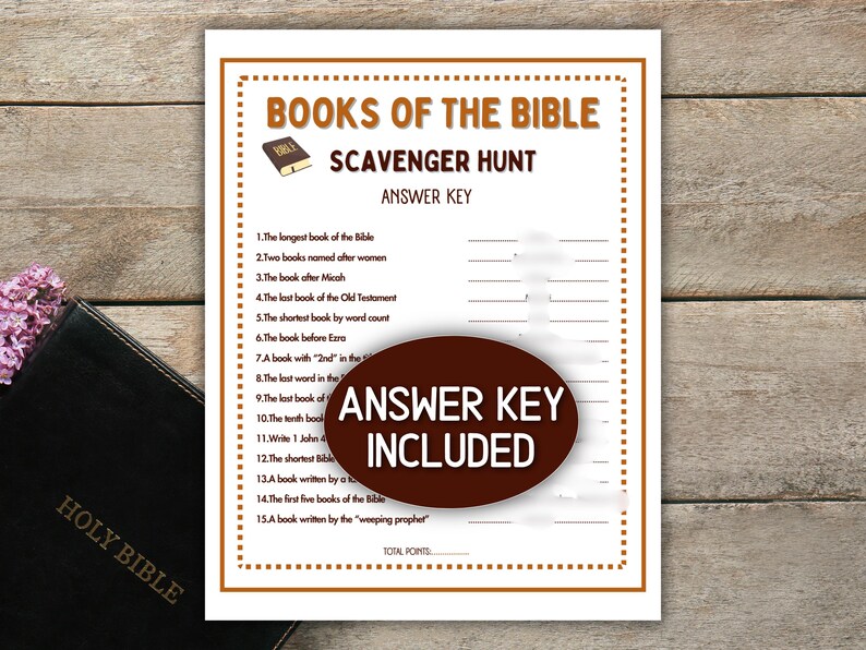 Books of the Bible Scavenger Hunt Bible Game Sunday School Bible Study ...