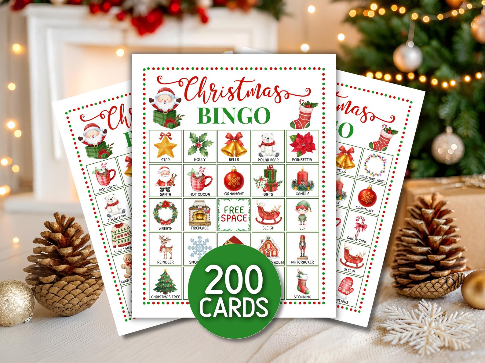 Christmas Bingo 200 Cards Printable, Merry Christmas Bingo Holiday ...