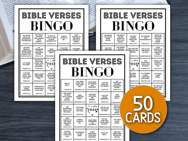 Bible Verse Game Bingo Printable, Christ Centered Games Biblical ...