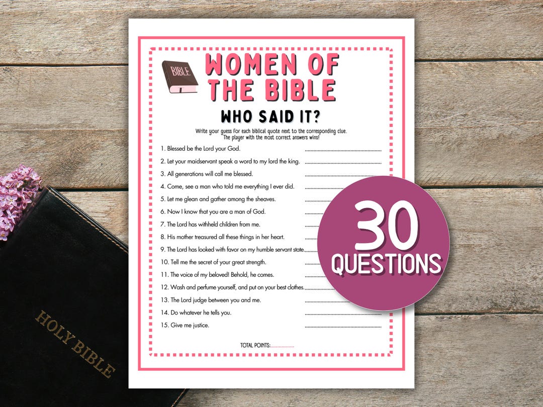 Who Said It Game Women of the Bible Game Printable Bible Verse Who Said ...