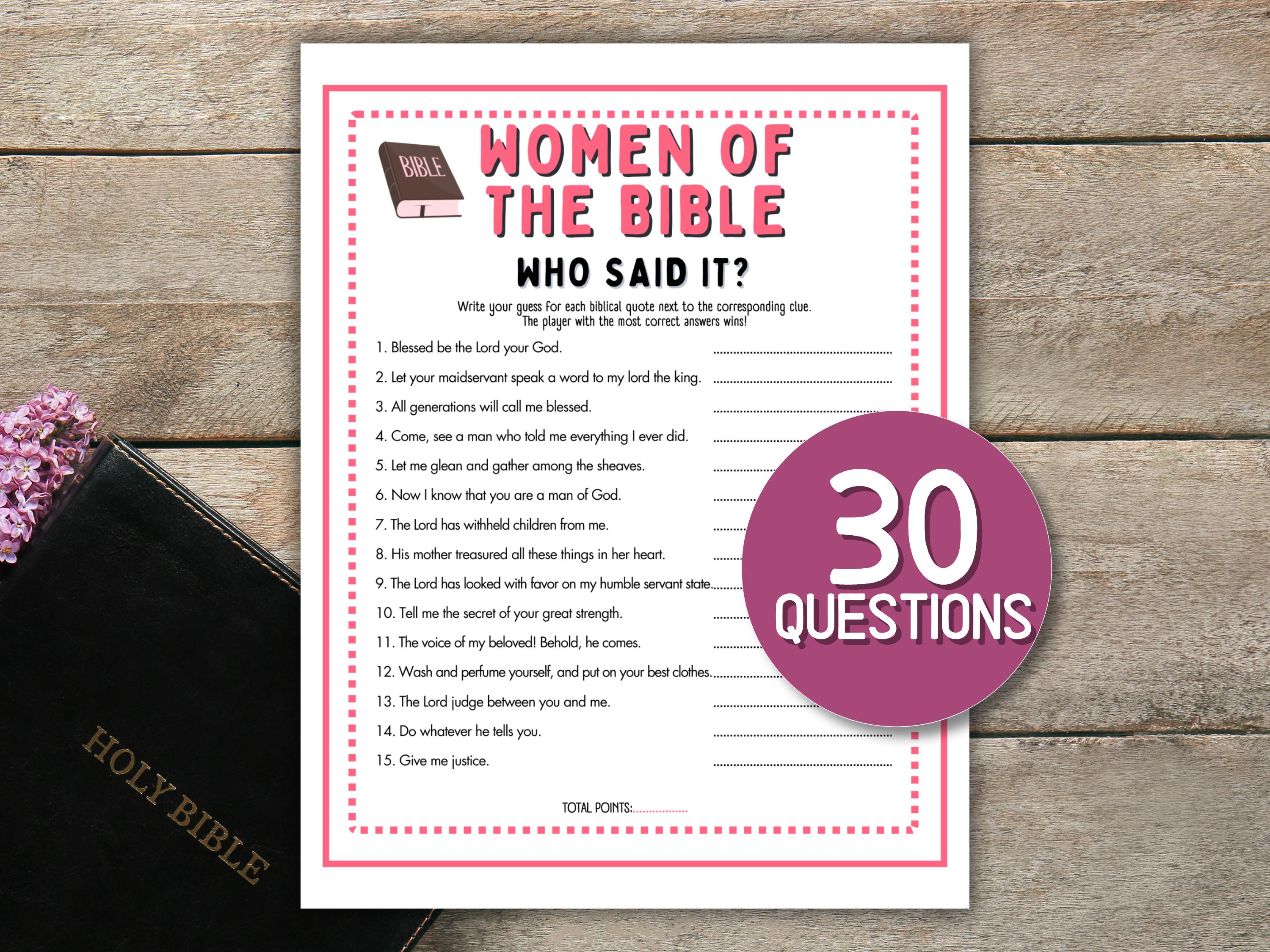 Who Said It Game Women of the Bible Game Printable Bible Verse Who Said ...