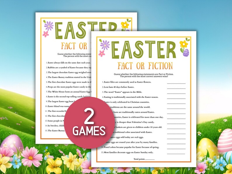 Easter Fact or Fiction Game Printable, Trivia Game, Spring Party Quiz ...