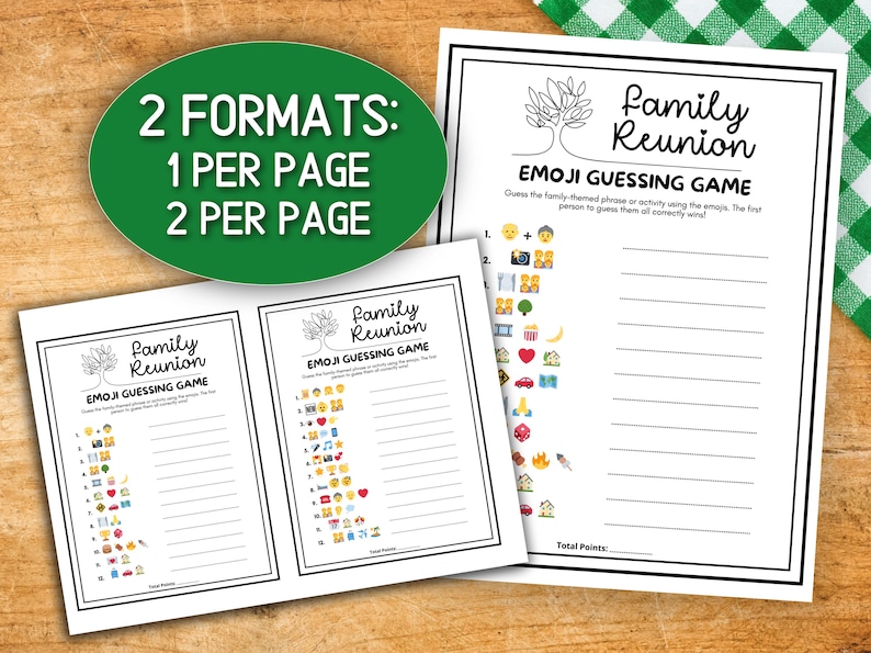 Family Reunion EMOJI Pictionary Printable Family Reunion Emoji Game ...