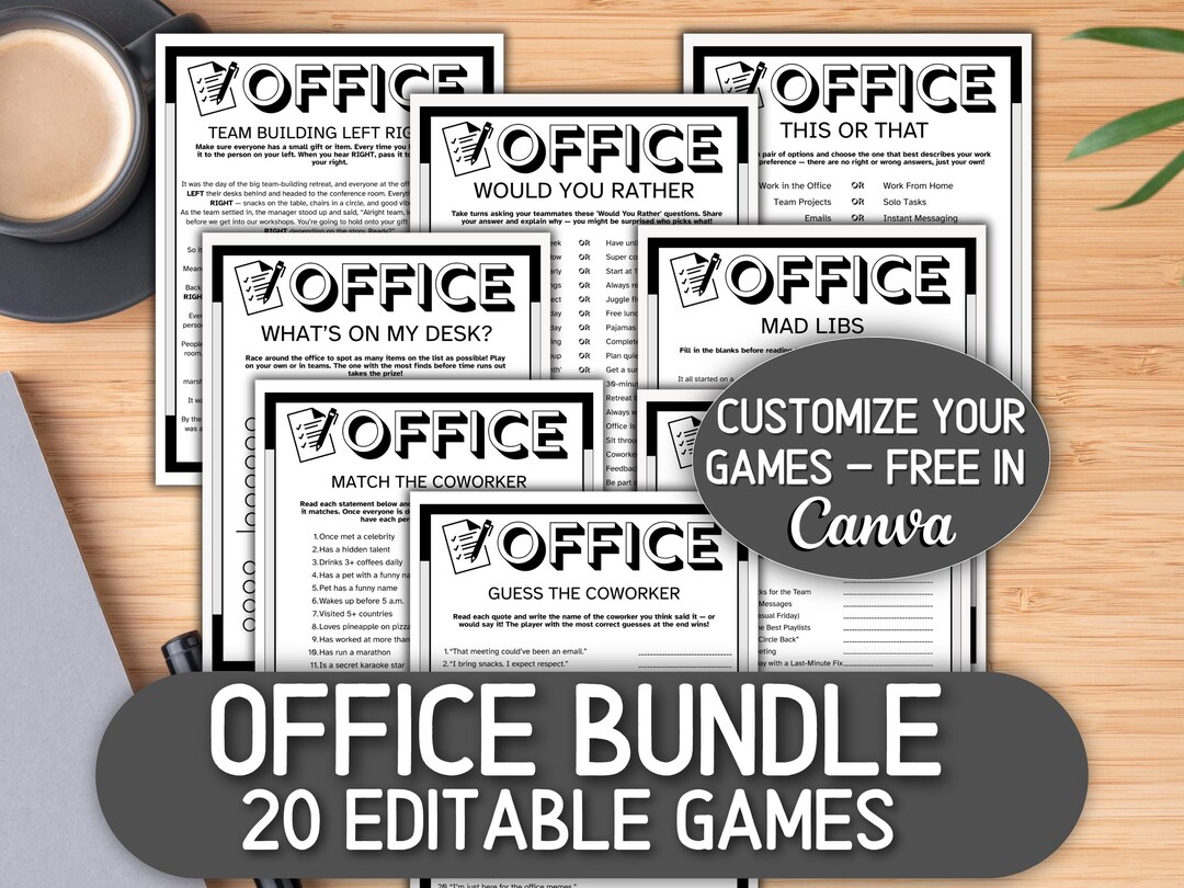 Office Games Printable | Work Games | Office Party Games | Team ...