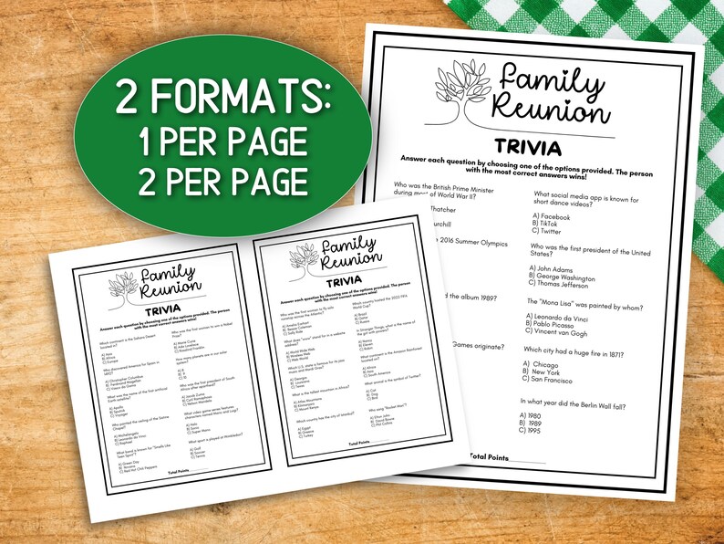 Family Reunion Trivia Questions Multiple Choice Easy Trivia Download ...
