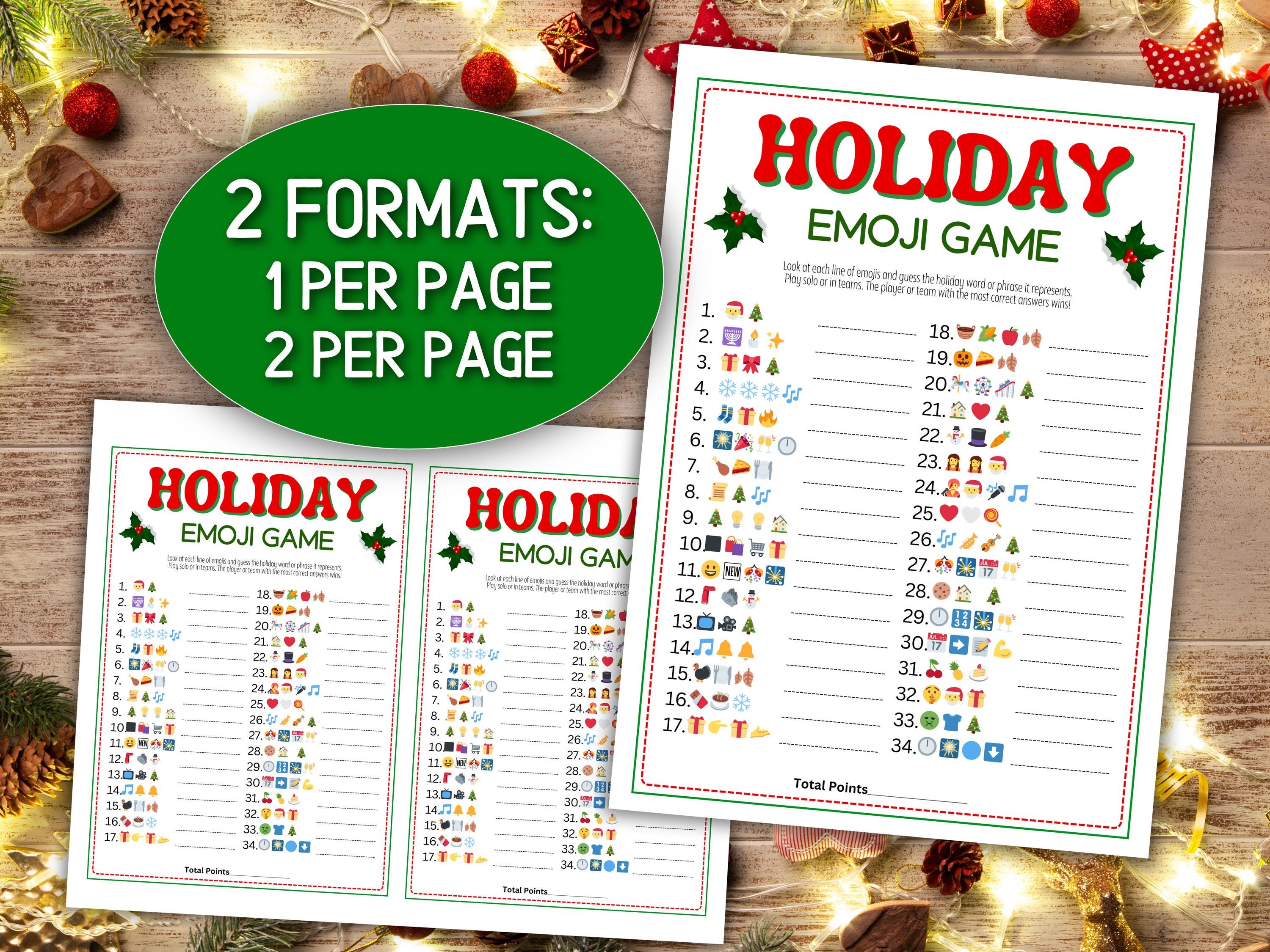 Holiday Emoji Game Printable, Trivia Xmas Answer Key Christmas Emoji ...