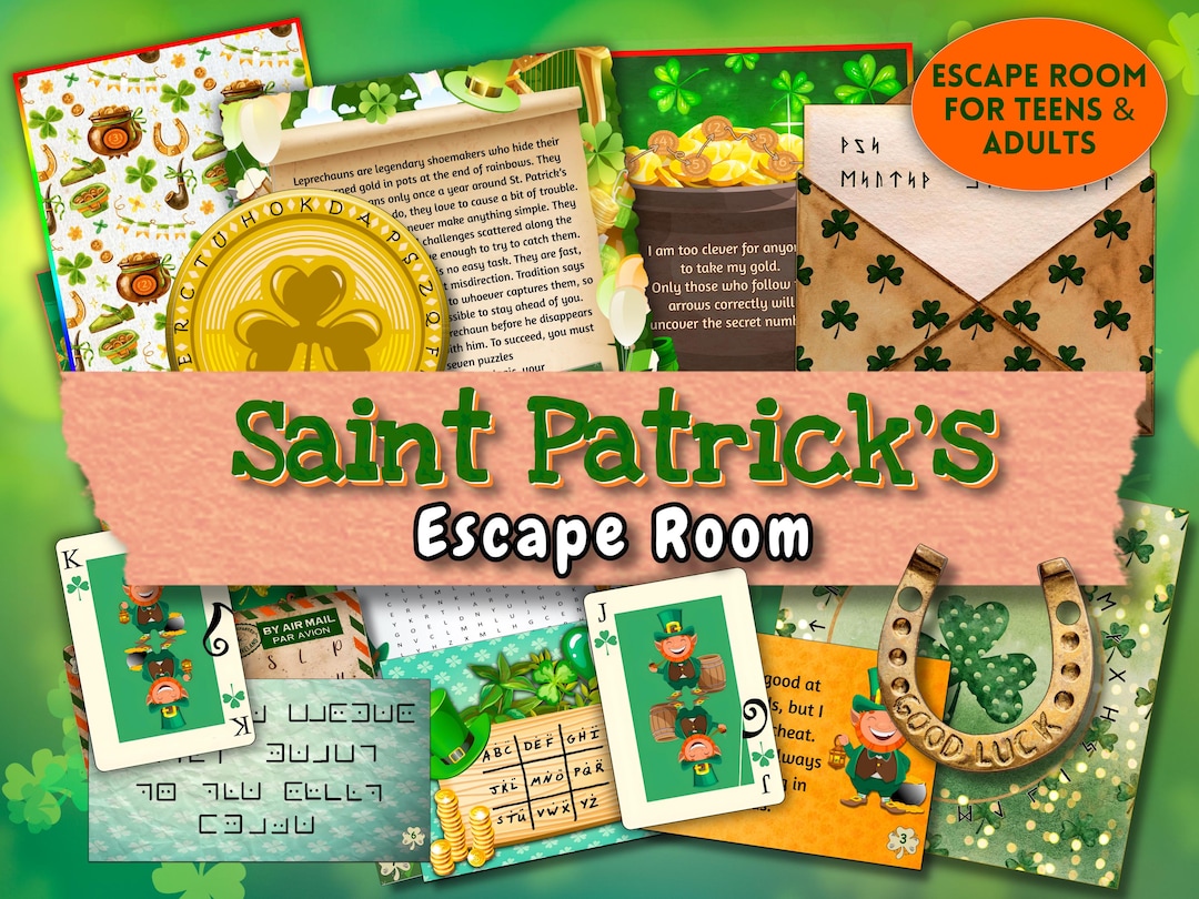 St Patricks Day Escape Room Printable Teen Adults Leprechaun Activity ...
