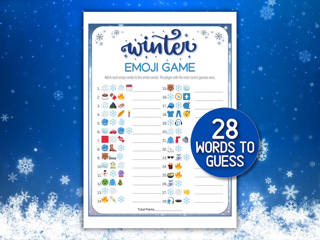 Winter Emoji Game With Answers, Printable Emoji Pictionary Winter Theme ...
