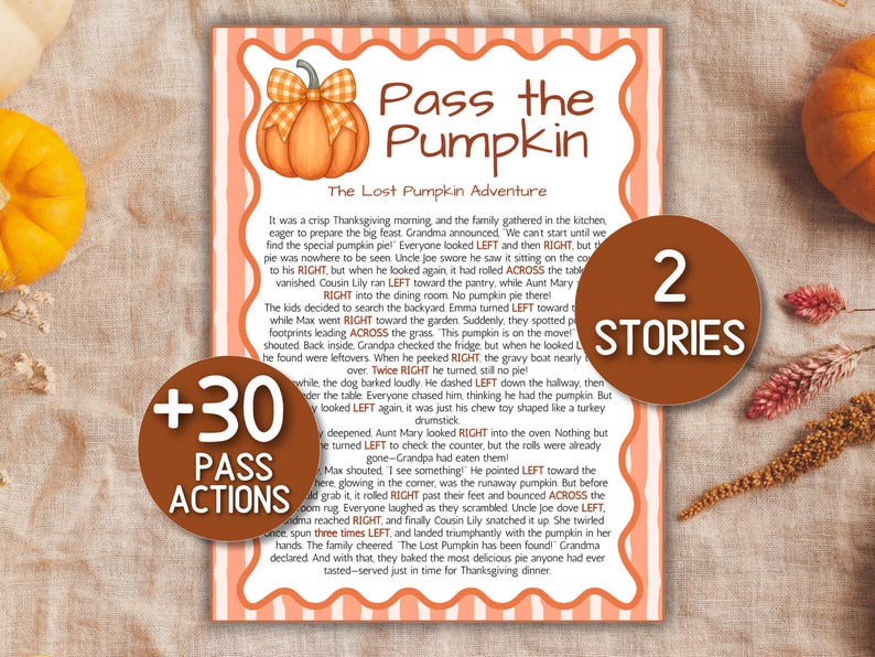 Pass the Pumpkin Game Adults, Teens, Kids Pumpkin Story Pass the Prize ...