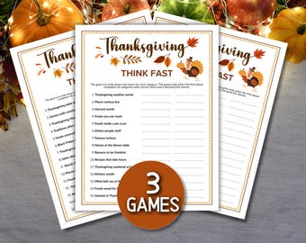 Thanksgiving Think Fast Game! Printable Thanksgiving Games, Think Quick ...