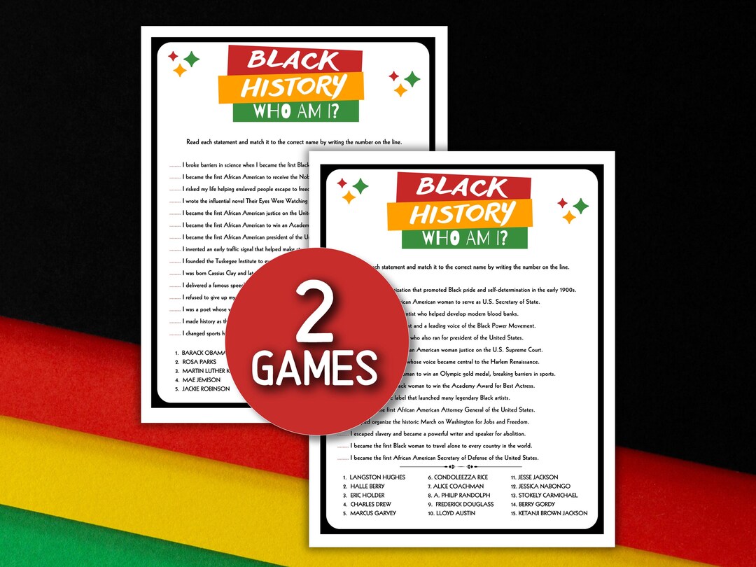 Black History Who Am I Printable, Teens and Adults Trivia Guess Who ...