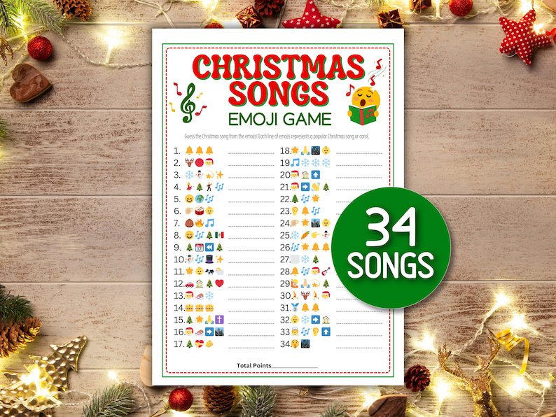 Christmas Songs Emoji Game, Holiday Song Emoji Pictionary Xmas Carols ...