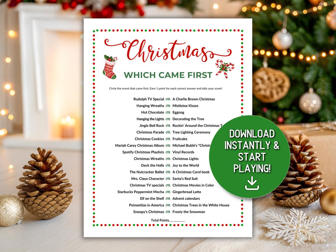 Christmas Which Came First Game Printable, Family Holiday Activity Xmas ...