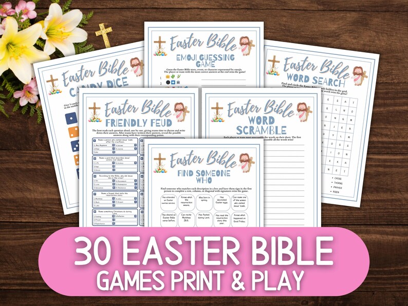 Easter Bible Games Bundle Printable, Christian He is Risen Party Game ...