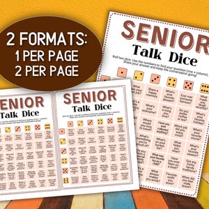 Senior Citizens Game Printable, Conversation Dice Icebreaker Elderly ...