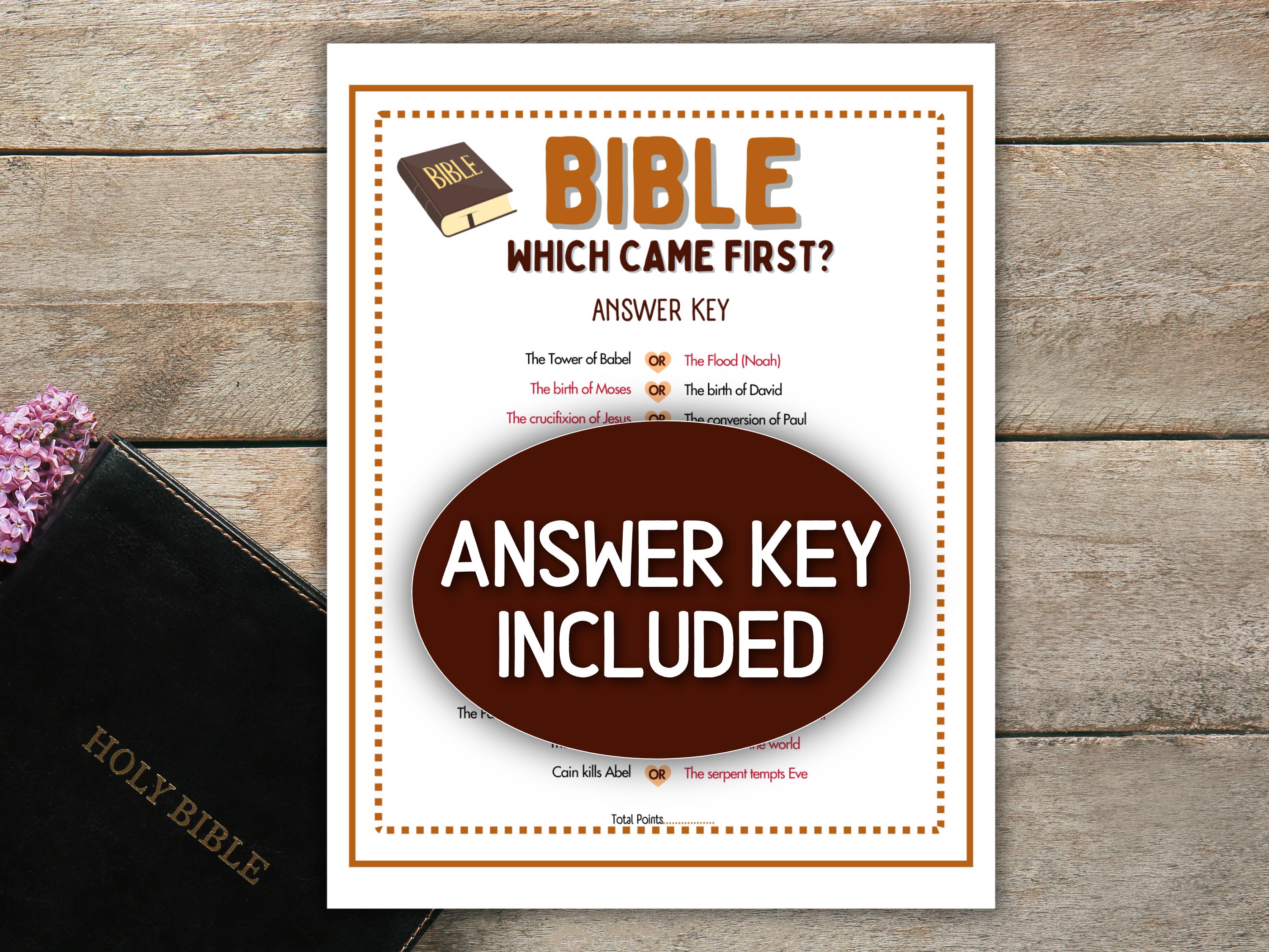 Bible Which Came First Trivia Game Church Games Bible Games Christian ...