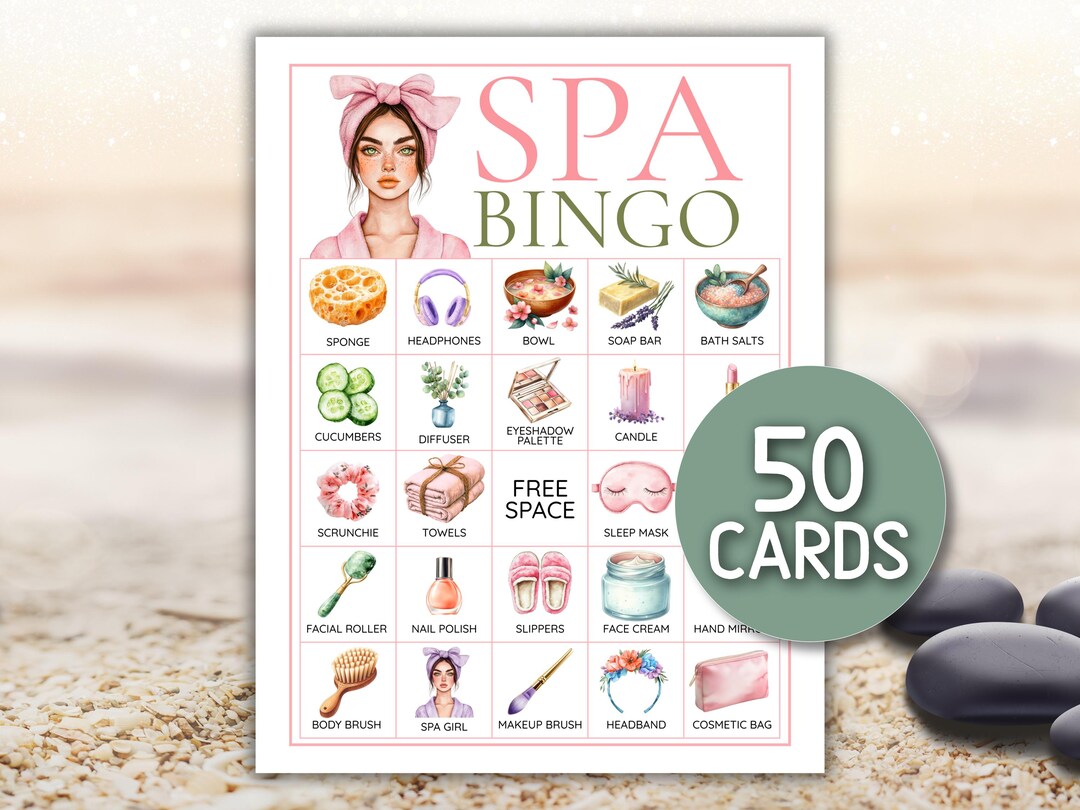 Spa Bingo Cards, 50 Printable Bingo Girls Game Sleepover Theme Party - Etsy