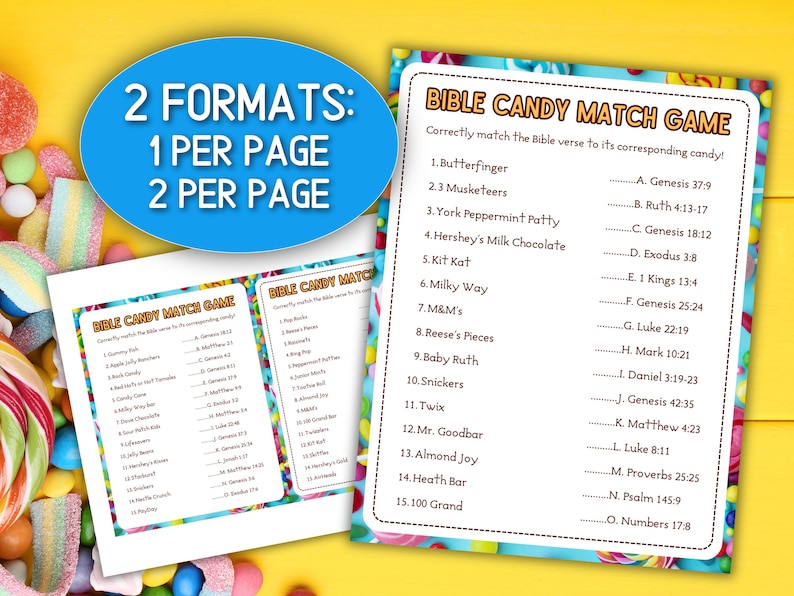 Bible Candy Match Game Printable, Bible Verse Candy Match Game With ...