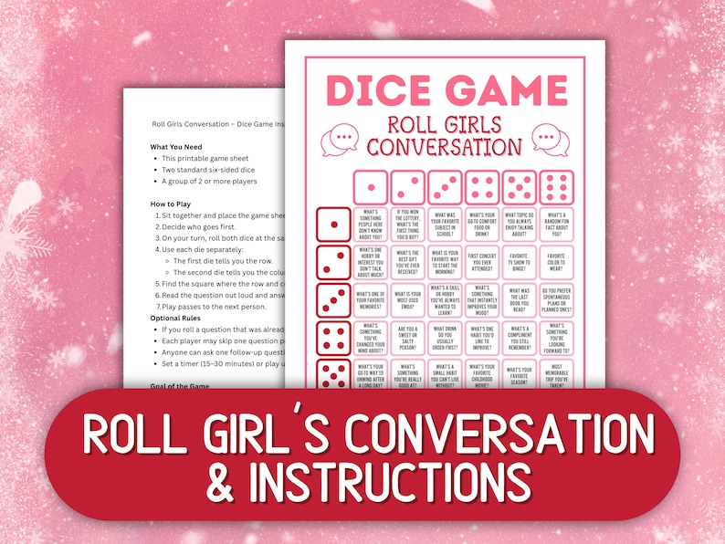 Dice Girls Conversation Game Printable Adult Girls Night Bachelorette ...
