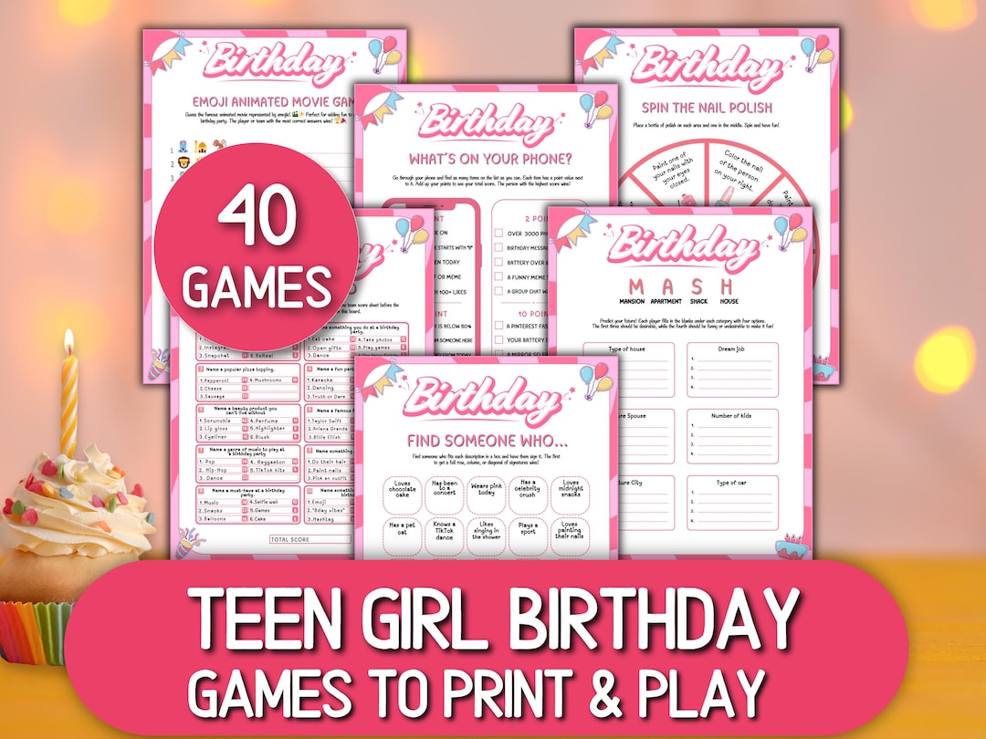 Teen Girl Party Games Birthday Printable, Tween Girls Game Slumber 10 ...
