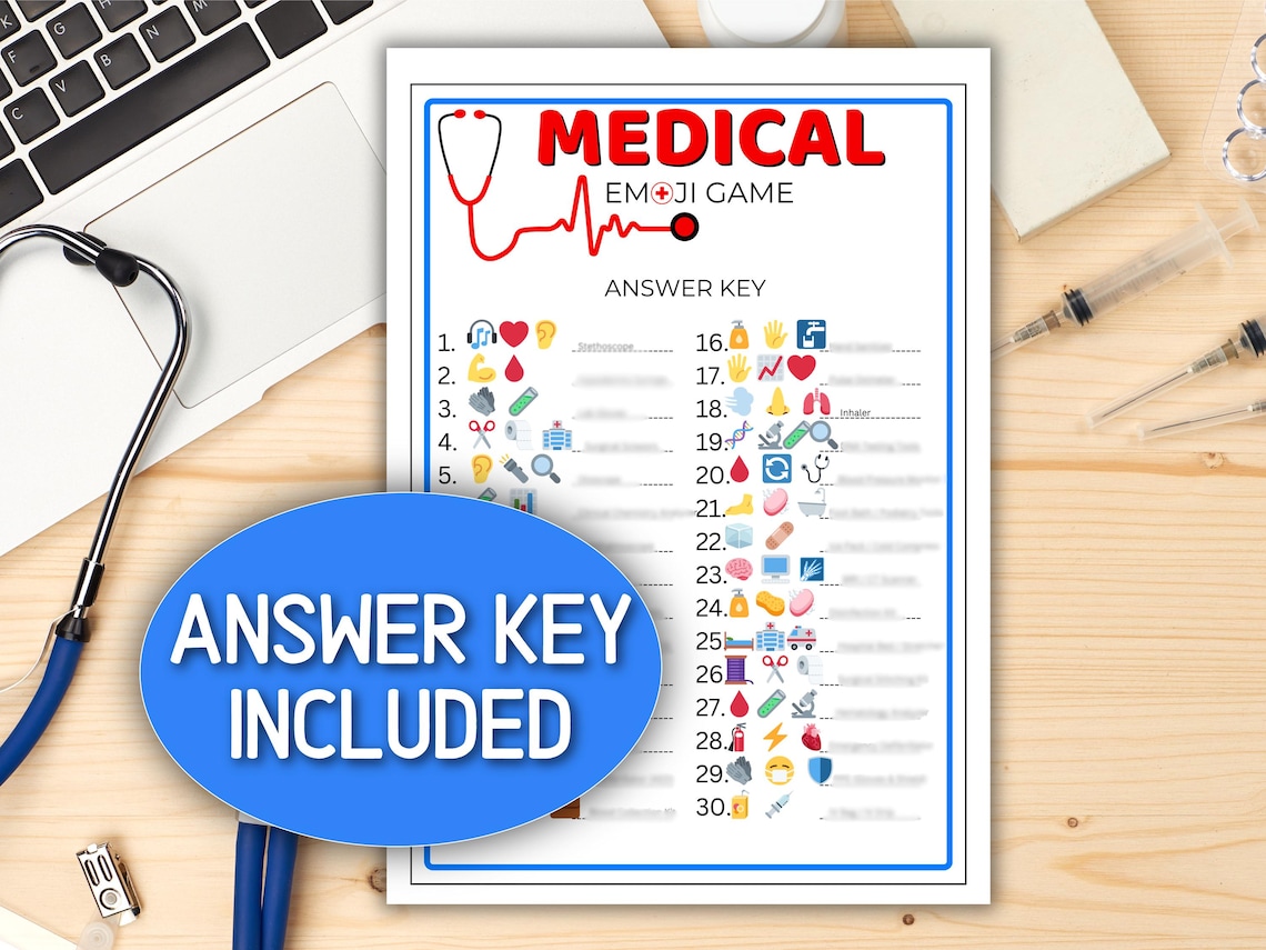Medical Emoji Game Printable, Healthcare Nurses Week Hospital Party ...