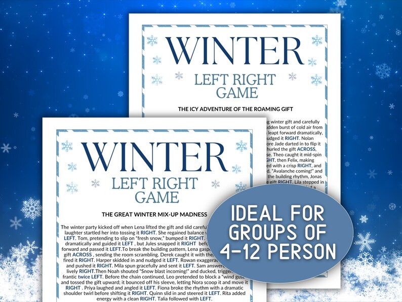 Winter Left Right Game Printable, Pass the Gift Exchange Office Holiday ...